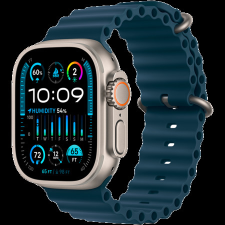 Apple Watch Ultra2 Cellular, 49mm Titanium Case w Blue Ocean Band | Plus