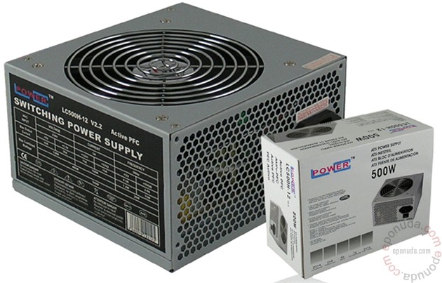 LC-Power PSU 500W 12 cm v2.2LC500H-12 V2.2 Office Series12cm,4+4 pin ...