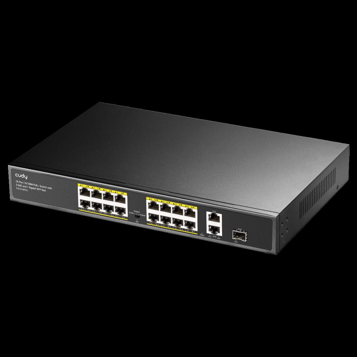 Cudy 16-Port 10/100M PoE+ Switch, 200W (16x PoE, 2x 1Gbps Uplink port ...