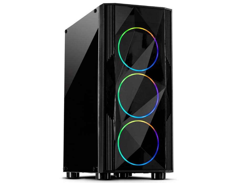 Inter-tech Case A-3401 ChevronRGB gaming, 3x RGB fans,Acrylic glass ...