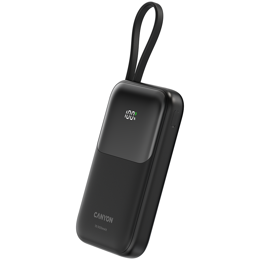 CANYON power bank OnPower 101 built-in cable 10000 mAh PD22.5W Black | Plus